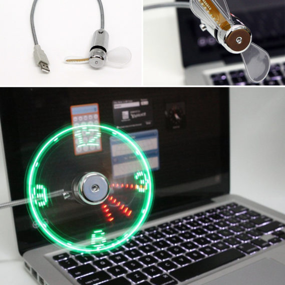 USB Fan with LED Clock for PC, Laptop, Powerbank USB Fan with LED Clock